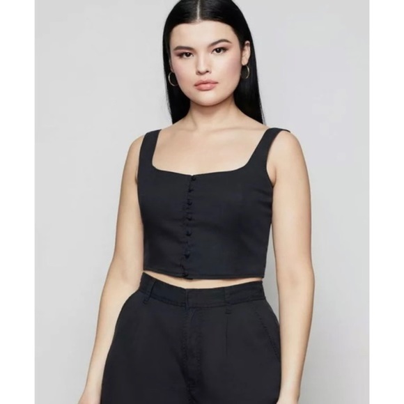 Good American | Tops | Good American Button Front Crop Top | Poshmark